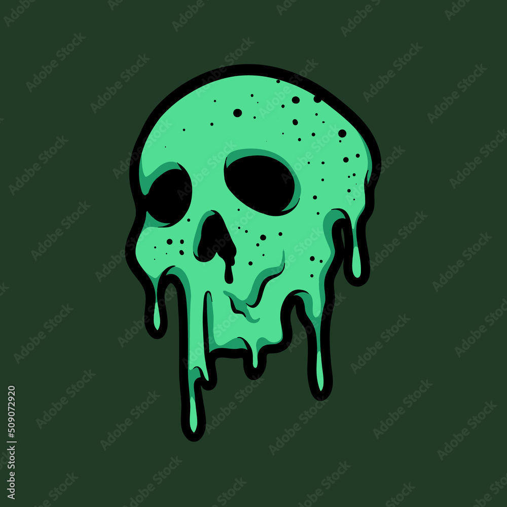 Melting skull cartoon vector illustration Stock Vector | Adobe Stock