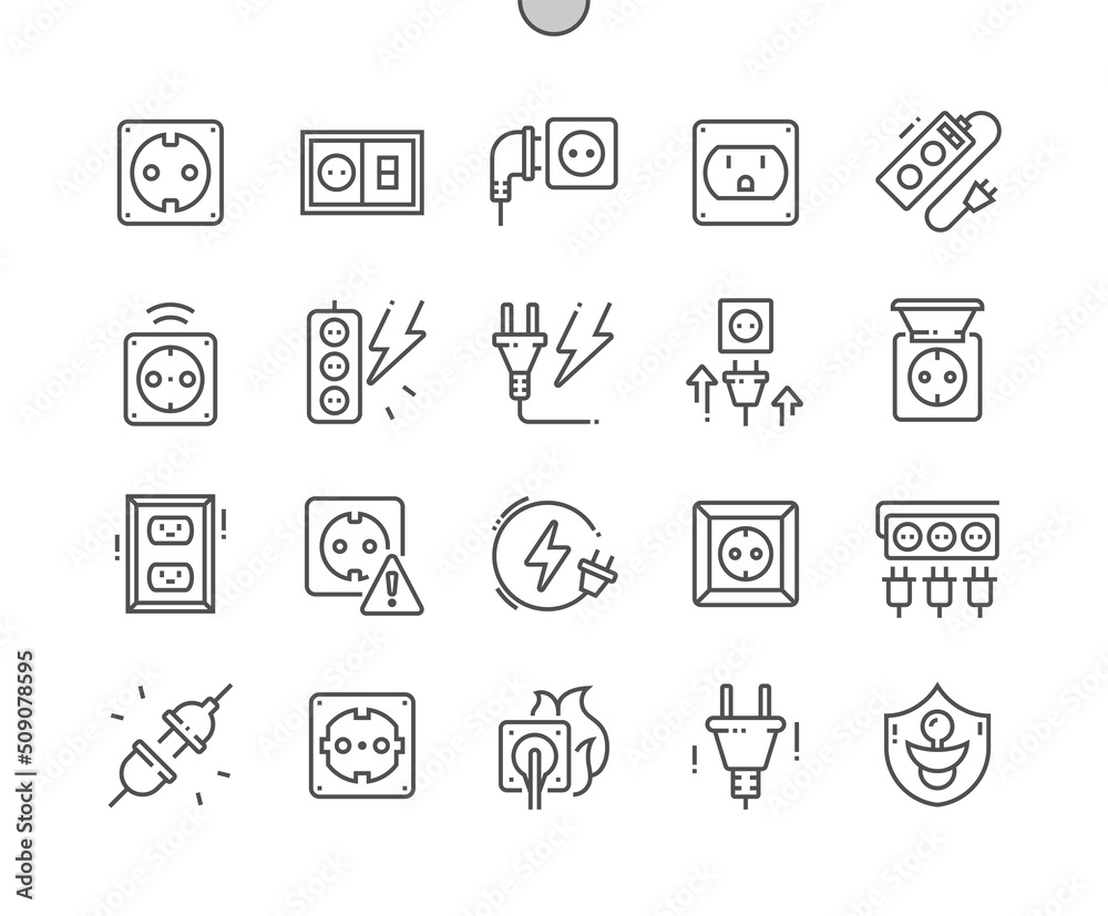 Power socket. Electricity, wires, cables, current and electric voltage ...