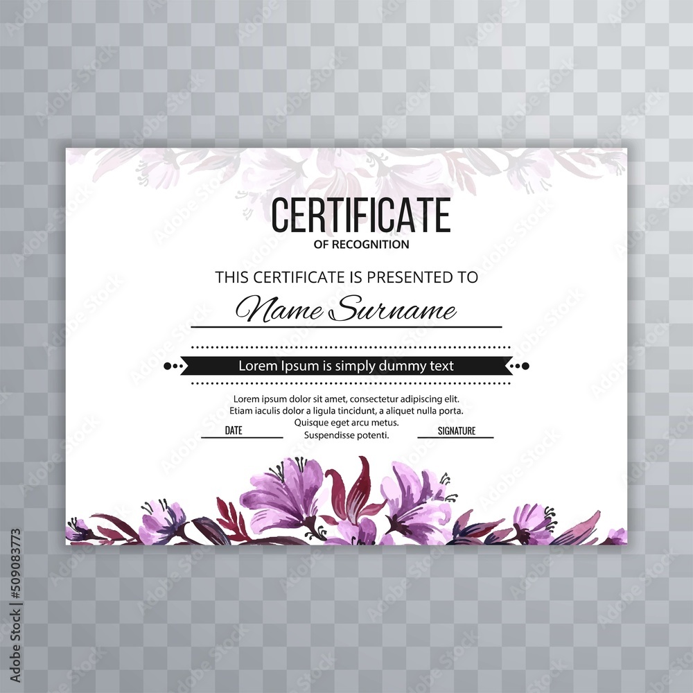 Beautiful flower certificate template for achievements diploma design ...