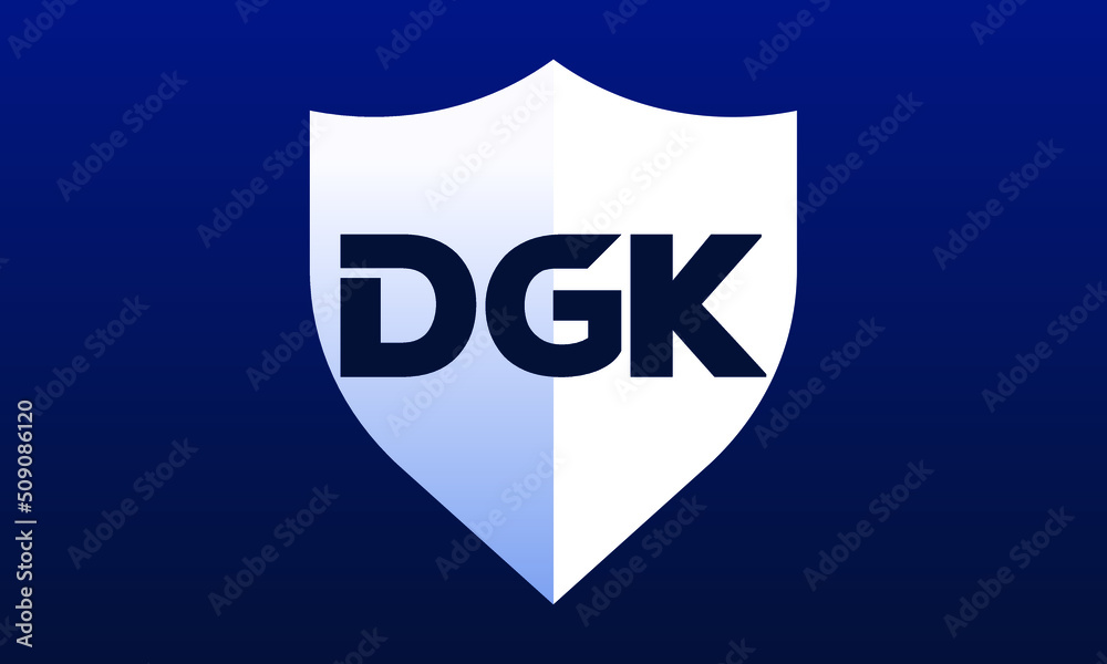 DGK shield logo design on blue background vector template | monogram ...