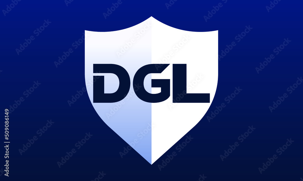DGL shield logo design on blue background vector template | monogram ...
