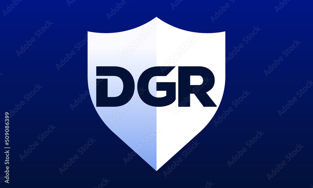 DGR shield logo design on blue background vector template | monogram ...