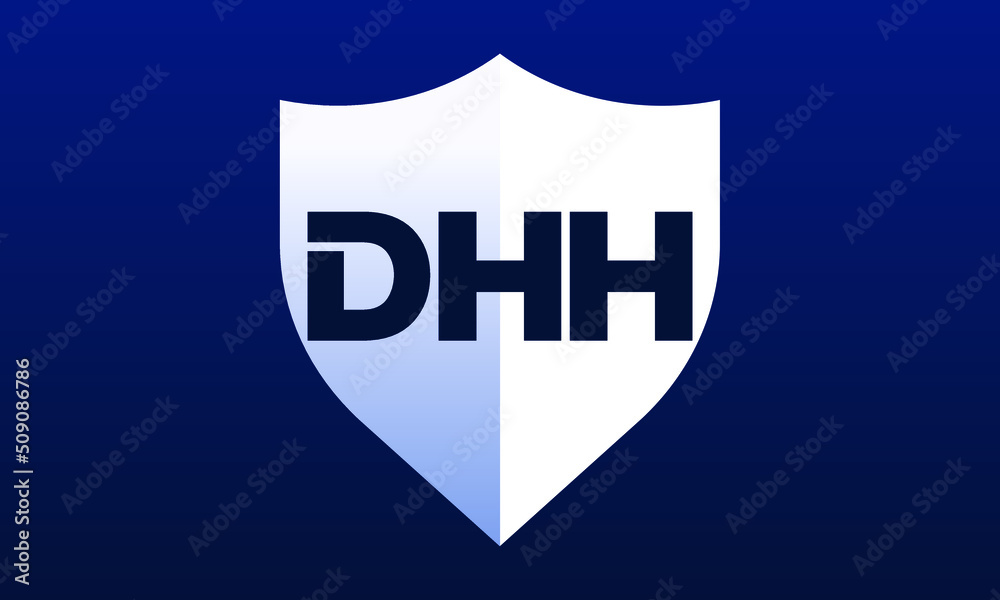 DHH shield logo design on blue background vector template | monogram ...