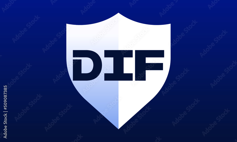 DIF shield logo design on blue background vector template | monogram ...