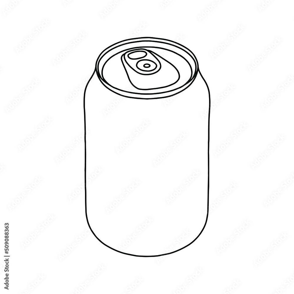 Drink can mockup. Hand drawn vector illustration with Aluminum can ...