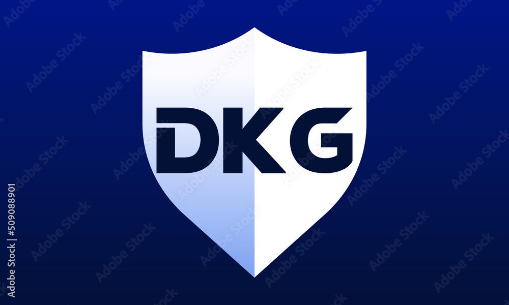 DKG shield logo design on blue background vector template | monogram ...