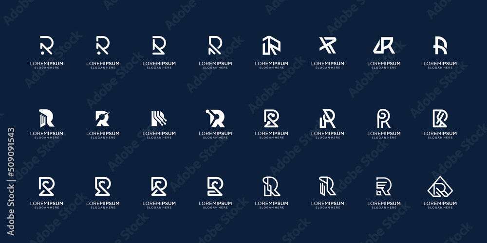 set of abstract R logo design. icon set letter r mega bundle for ...