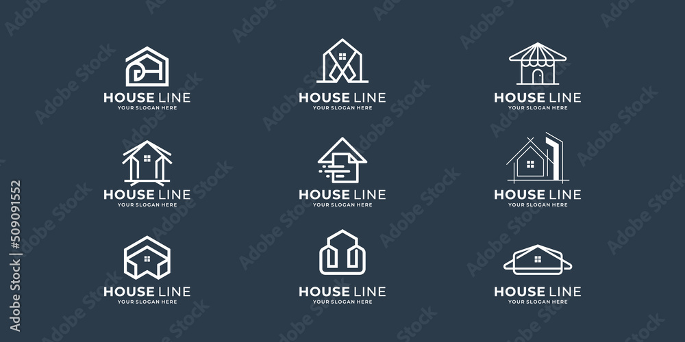 collection home line logo template. creative concept home line art ...