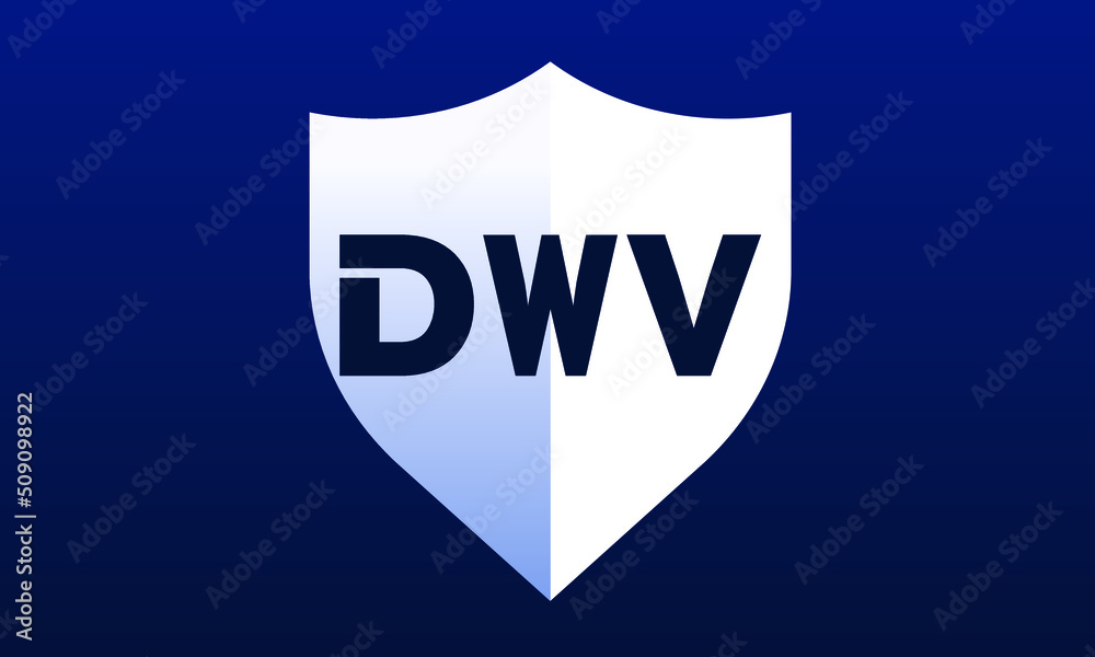 DWV shield logo design on blue background vector template | monogram ...