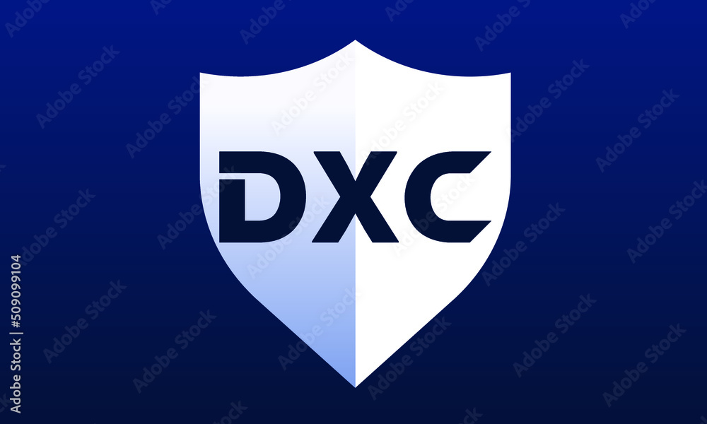DXC shield logo design on blue background vector template | monogram ...