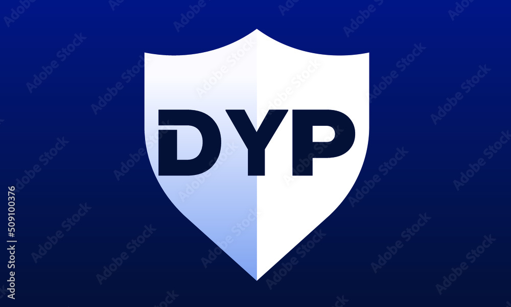 DYP shield logo design on blue background vector template | monogram ...