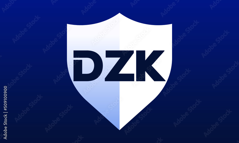 DZK shield logo design on blue background vector template | monogram ...