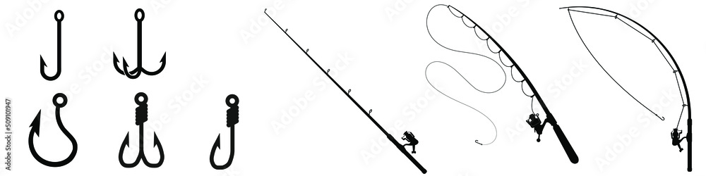 Fishing rod icon vector set. fishing illustration sign collection ...