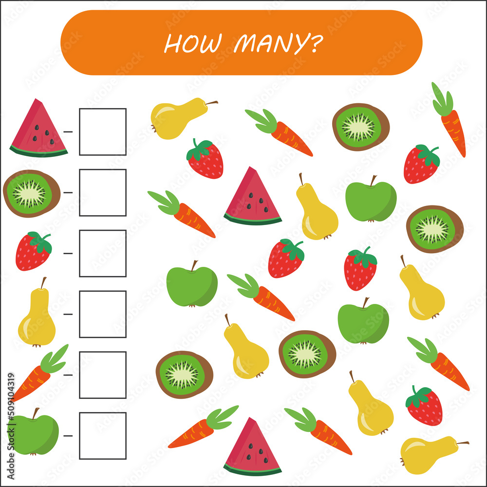 Counting Game for Preschool Children. Educational a mathematical game ...