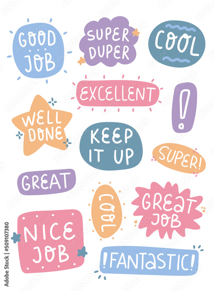 set of school labels, stickers, tags with inspirational quotes isolated ...