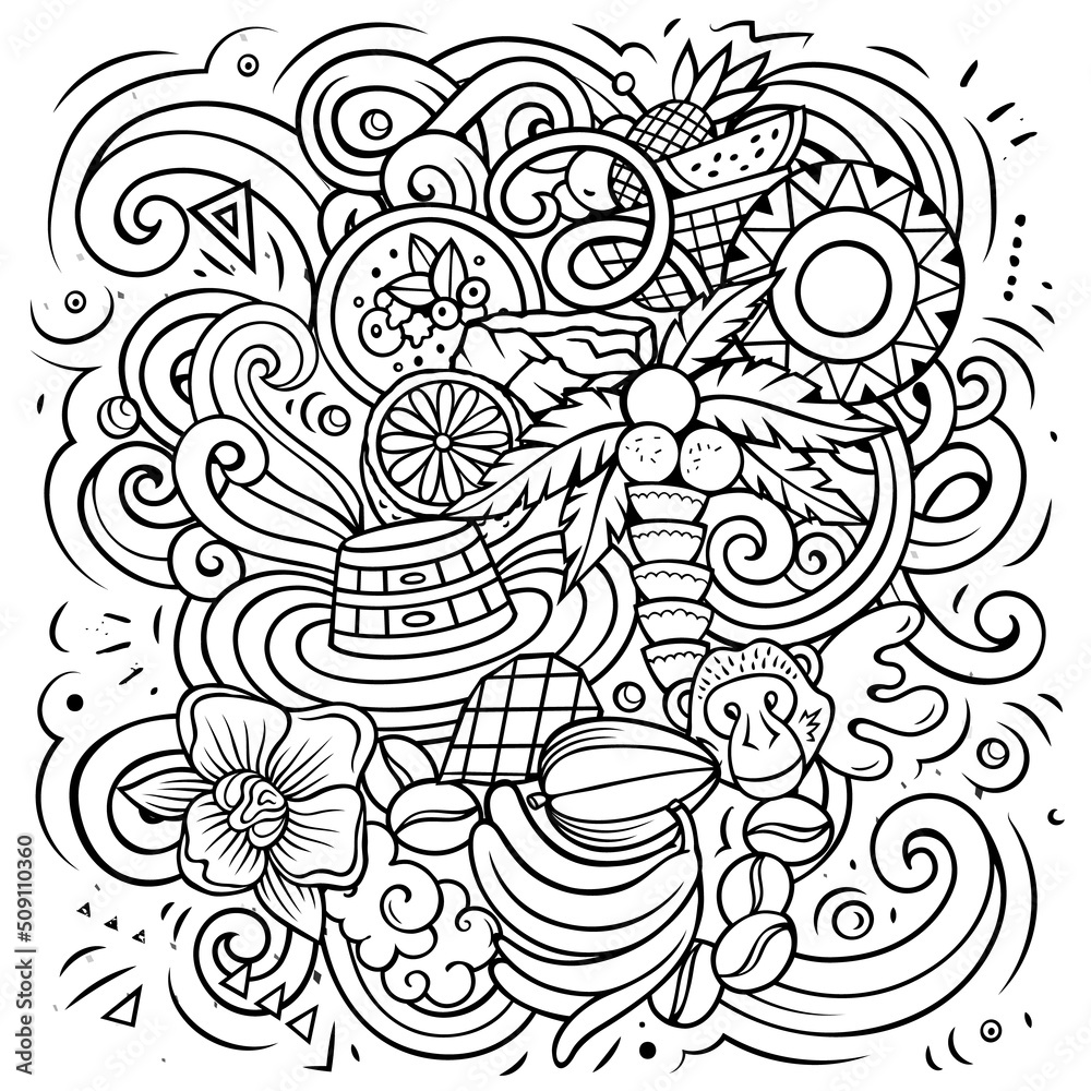 Colombia hand drawn cartoon doodles illustration. Stock Vector | Adobe ...