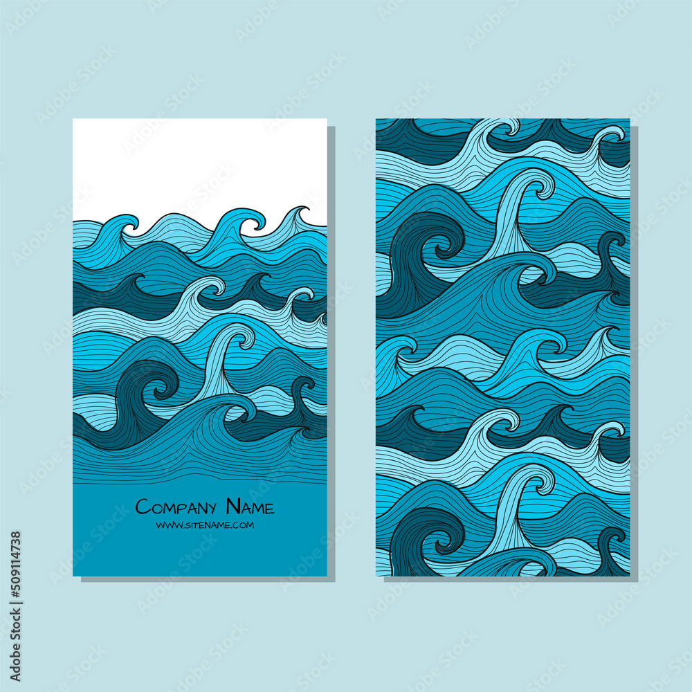 Business cards design. Sea waves background Stock Vector | Adobe Stock