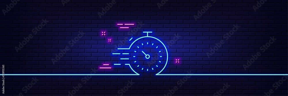 Neon light glow effect. Timer line icon. Time management sign ...