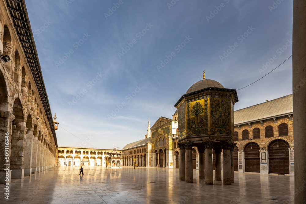 Umayyad Mosque, the Great Mosque of Damascus, in the old city of ...