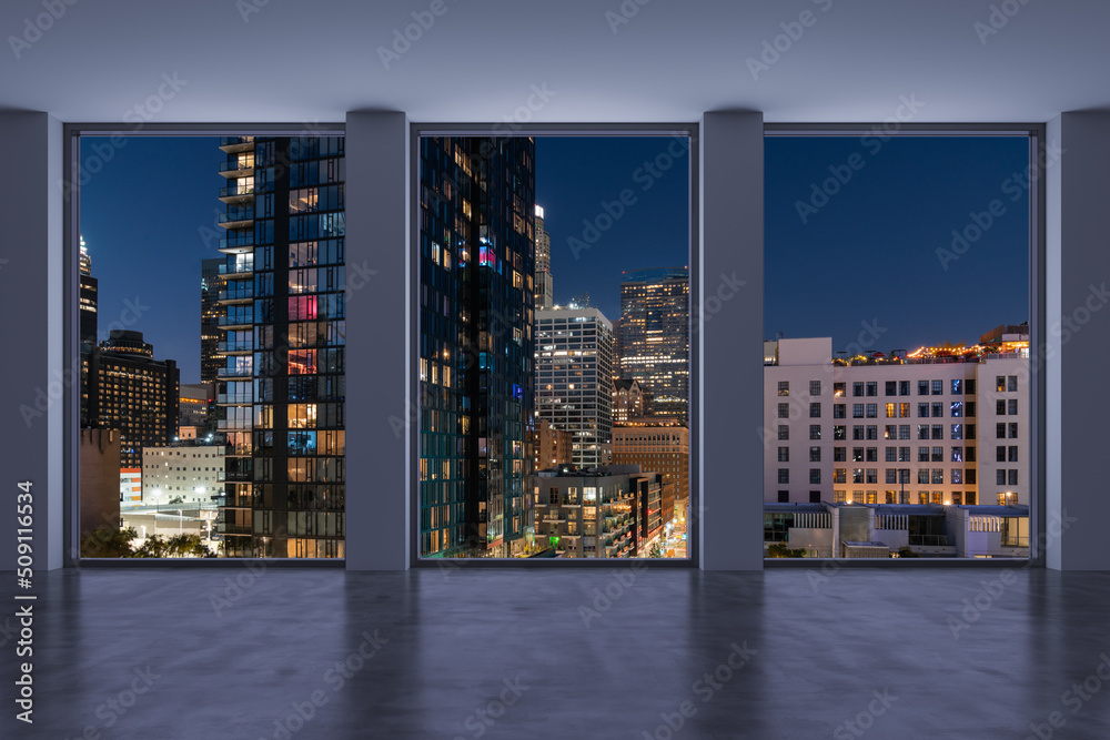 Downtown Los Angeles City Skyline Buildings from High Rise Window ...