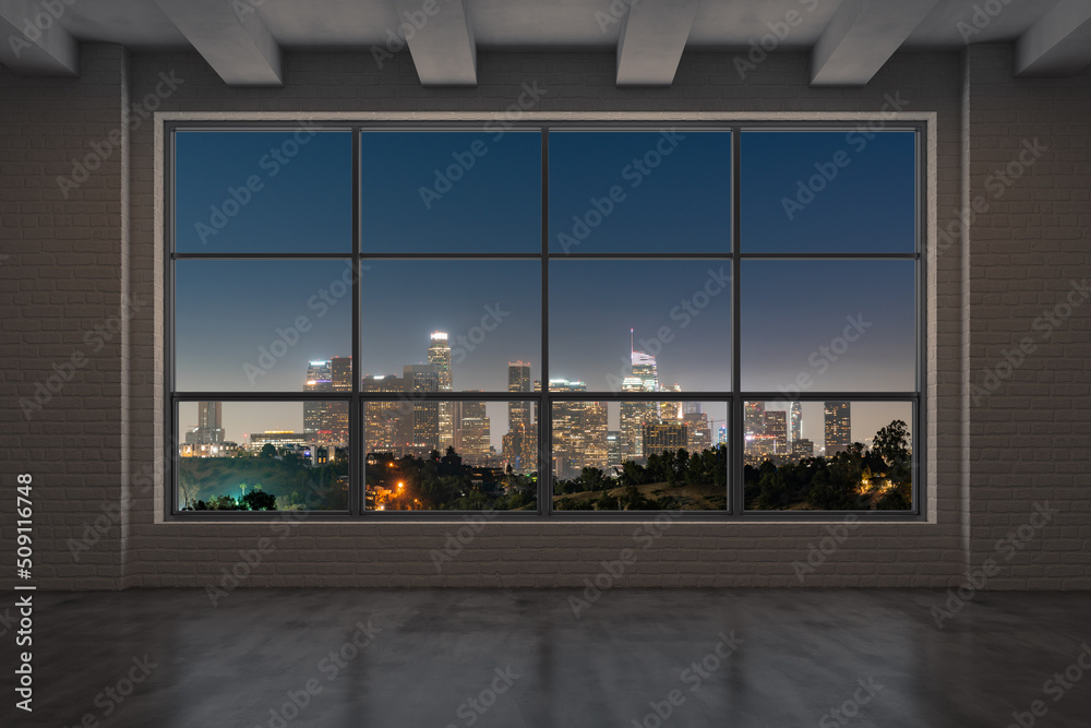 Downtown Los Angeles City Skyline Buildings from High Rise Window ...