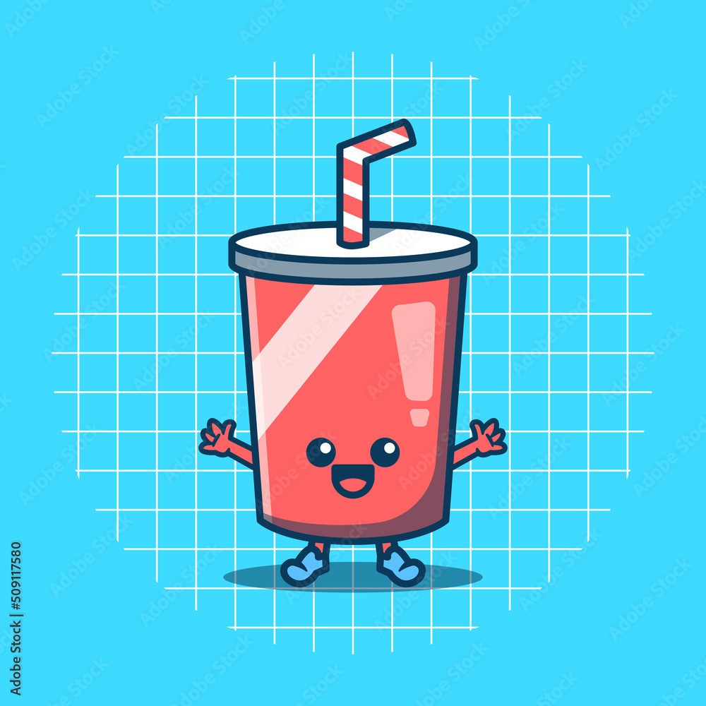 Vector illustration of cute drink character. Flat cartoon style. Stock ...