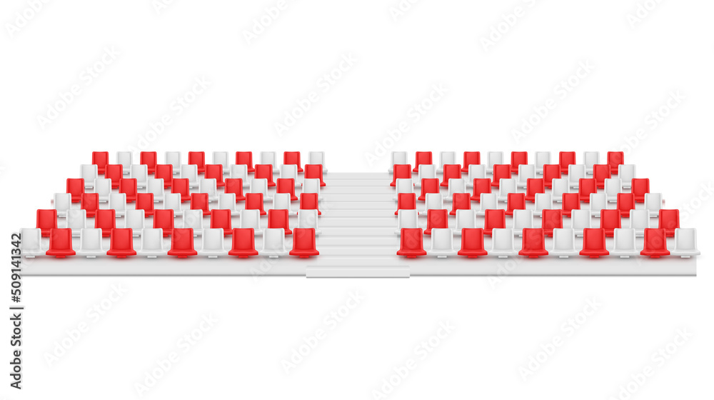 Realistic empty sports white and red grandstand vector illustration ...