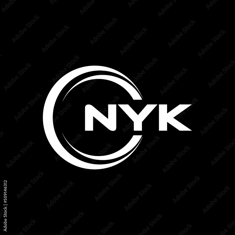 NYK letter logo design with black background in illustrator, vector ...