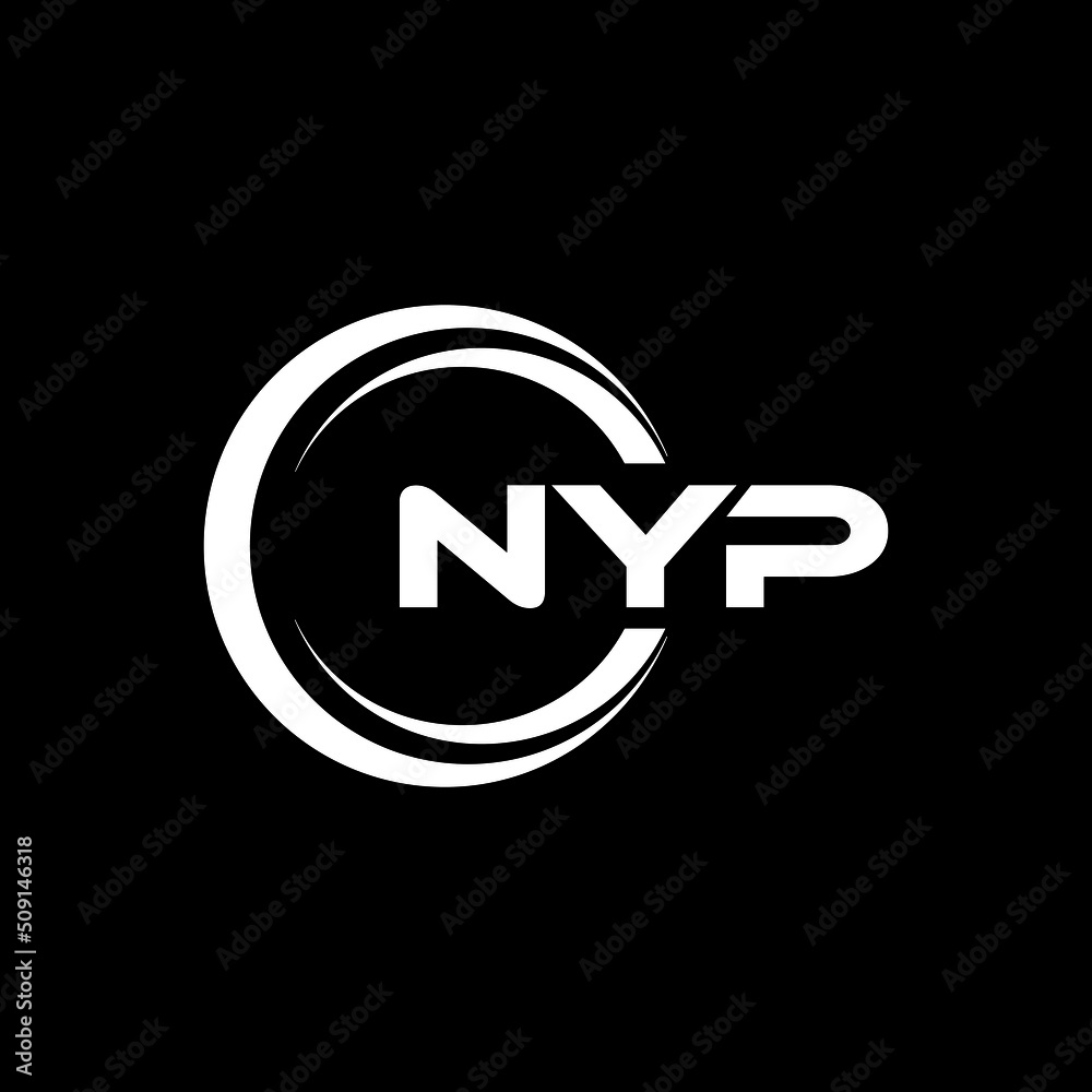 Vettoriale Stock NYP letter logo design with black background in ...