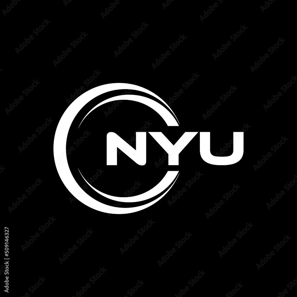 NYU letter logo design with black background in illustrator, vector ...
