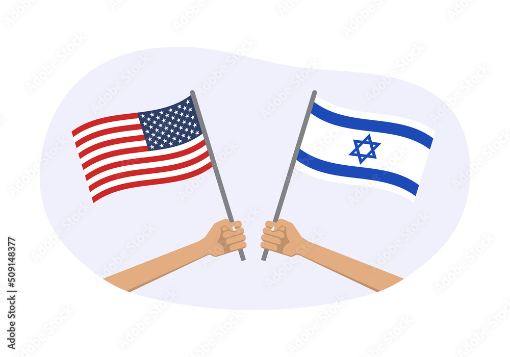 Israel and USA flags. American and Israeli national symbols with ...