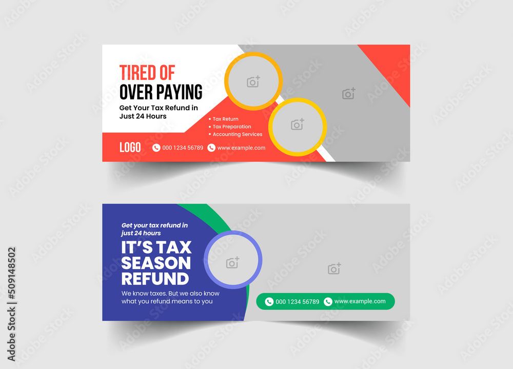 Income tax preparation social media timeline cover template. Tax refund ...