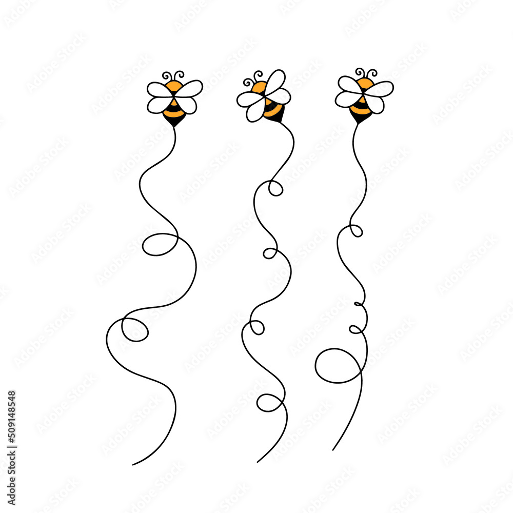 Bee trails vector graphic set Flying bee path silhouette designs Stock ...