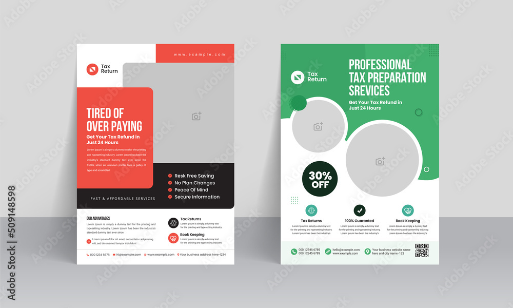 Income tax return service flyer brochure cover template. Tax ...