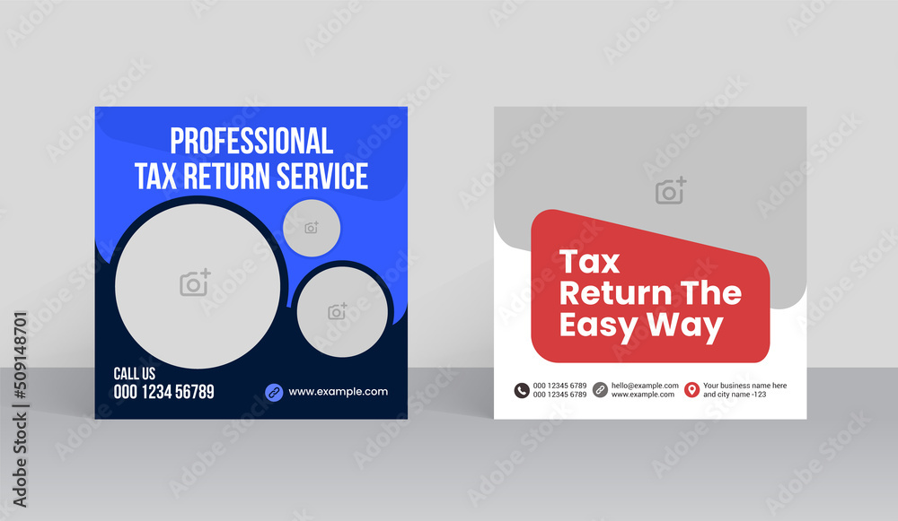 Income tax preparation social media post template. Tax return service ...