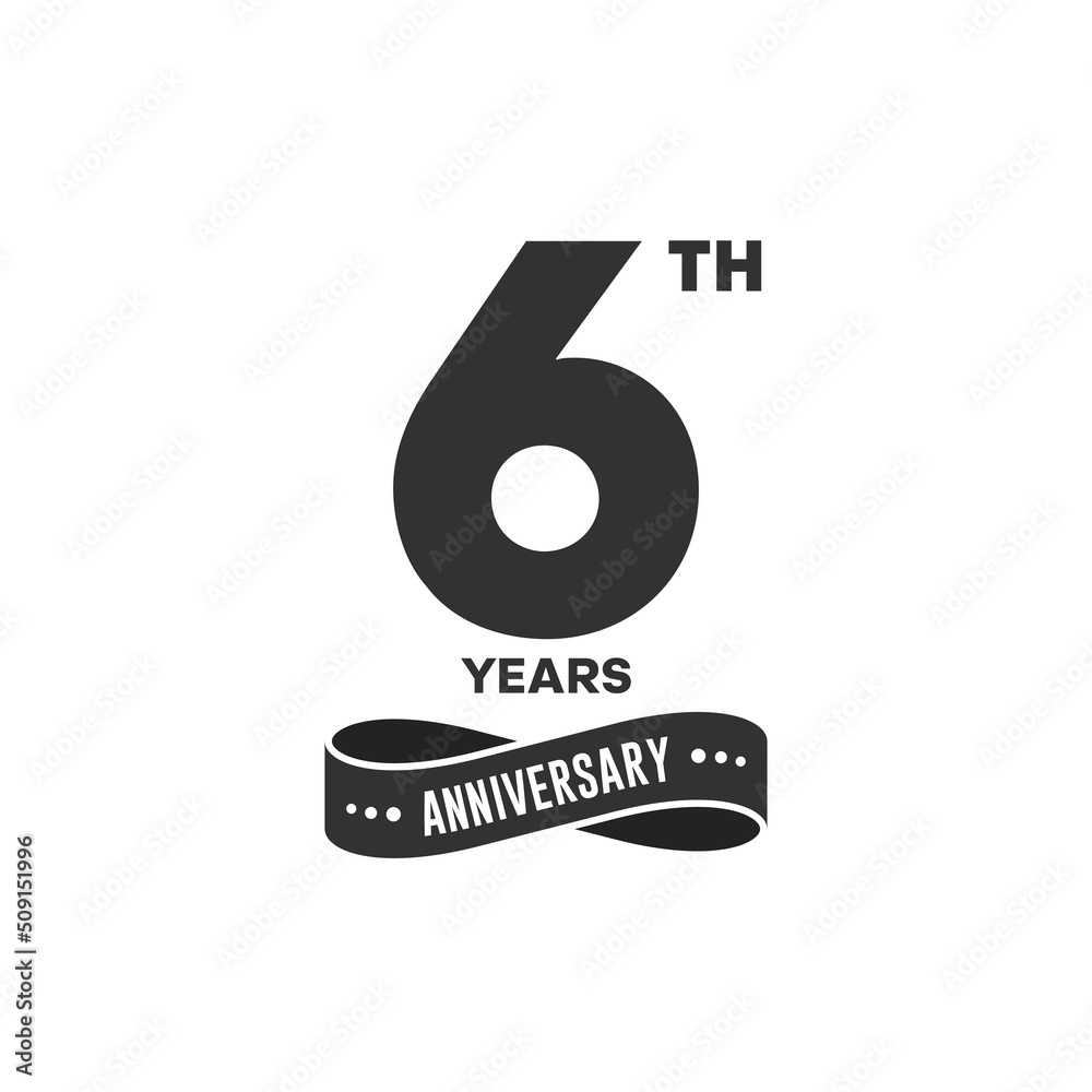 6 years anniversary logo with black color for booklet, leaflet ...
