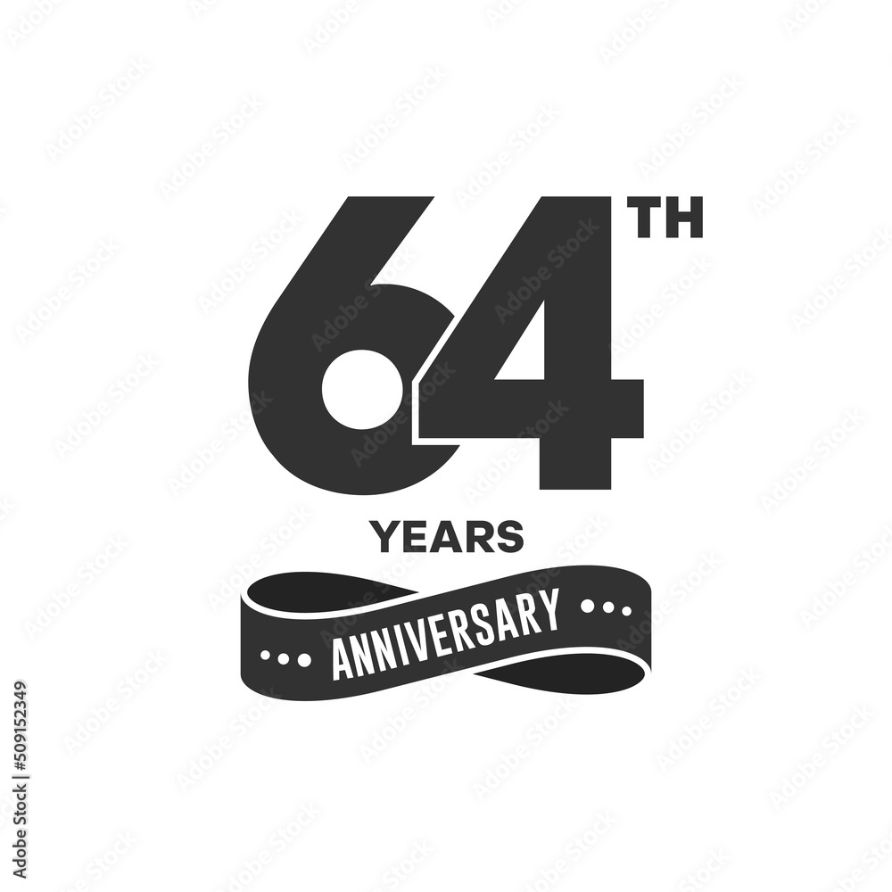 64 years anniversary logo with black color for booklet, leaflet ...