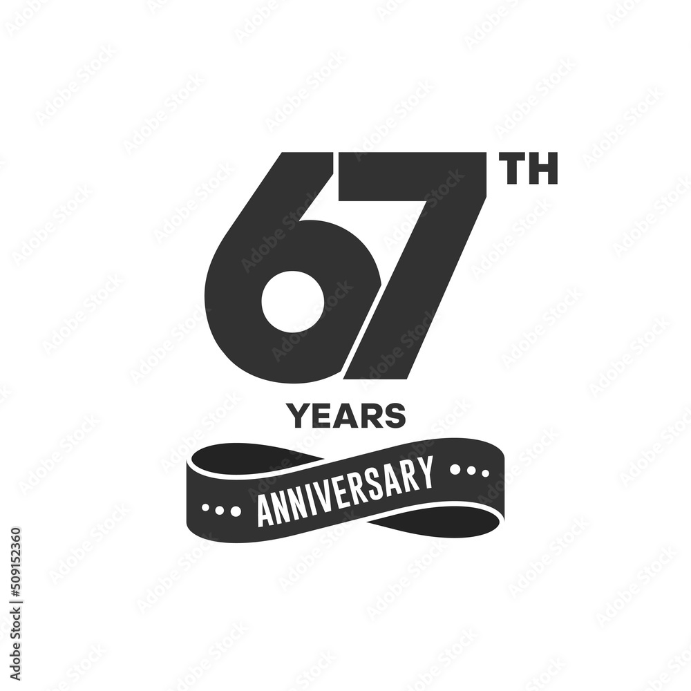 67 years anniversary logo with black color for booklet, leaflet ...