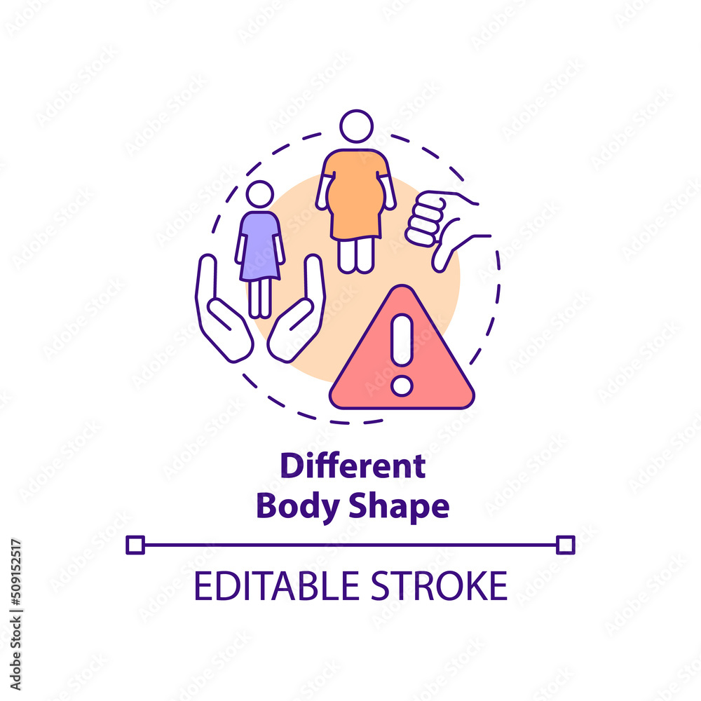 Different body shape concept icon. Unhealthy teenage body image ...
