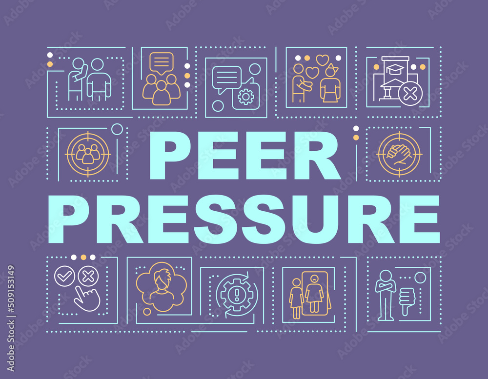 Peer influence word concepts dark purple banner. Low self esteem ...