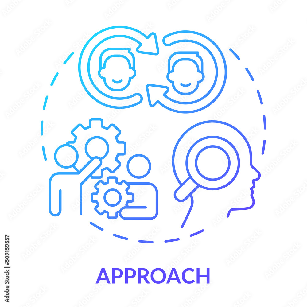 Approach blue gradient concept icon. Sales process abstract idea thin line illustration ...
