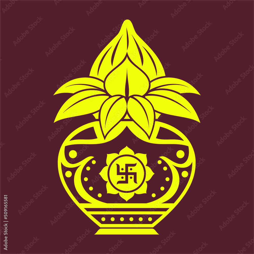 illustration of holy kalash of India for vector cnc, plasma cutting ...