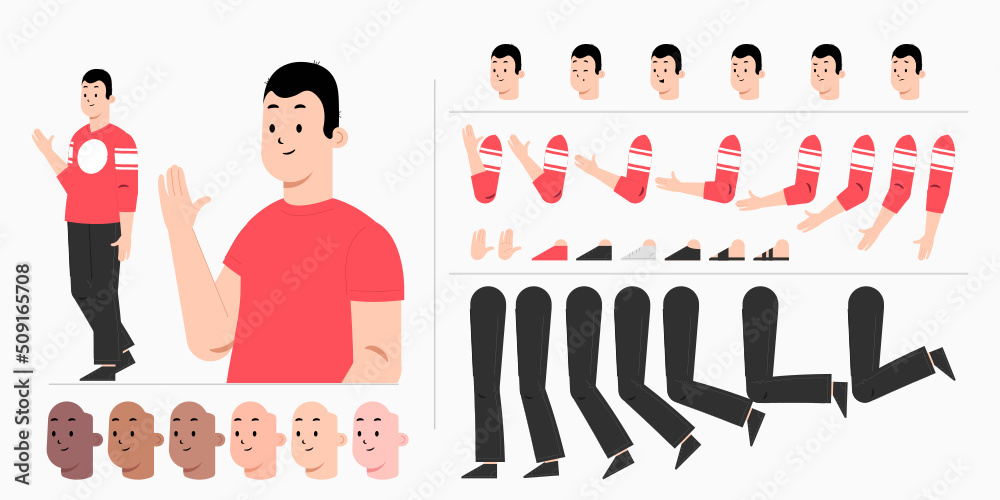 Young man character creation kit design for animation. City casual ...
