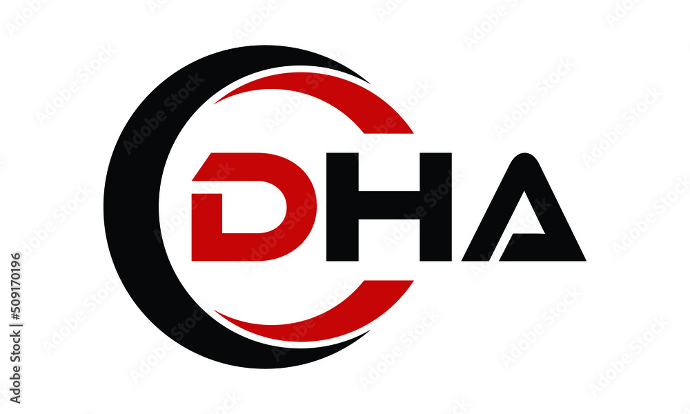 DHA swoosh three letter logo design vector template | monogram logo ...