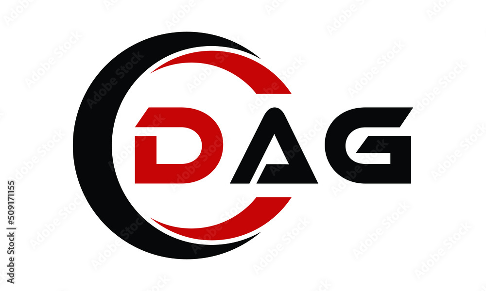 DAG swoosh three letter logo design vector template | monogram logo ...
