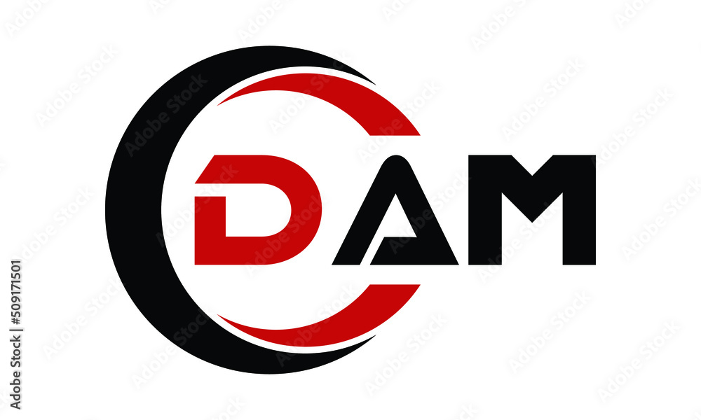 DAM swoosh three letter logo design vector template | monogram logo ...