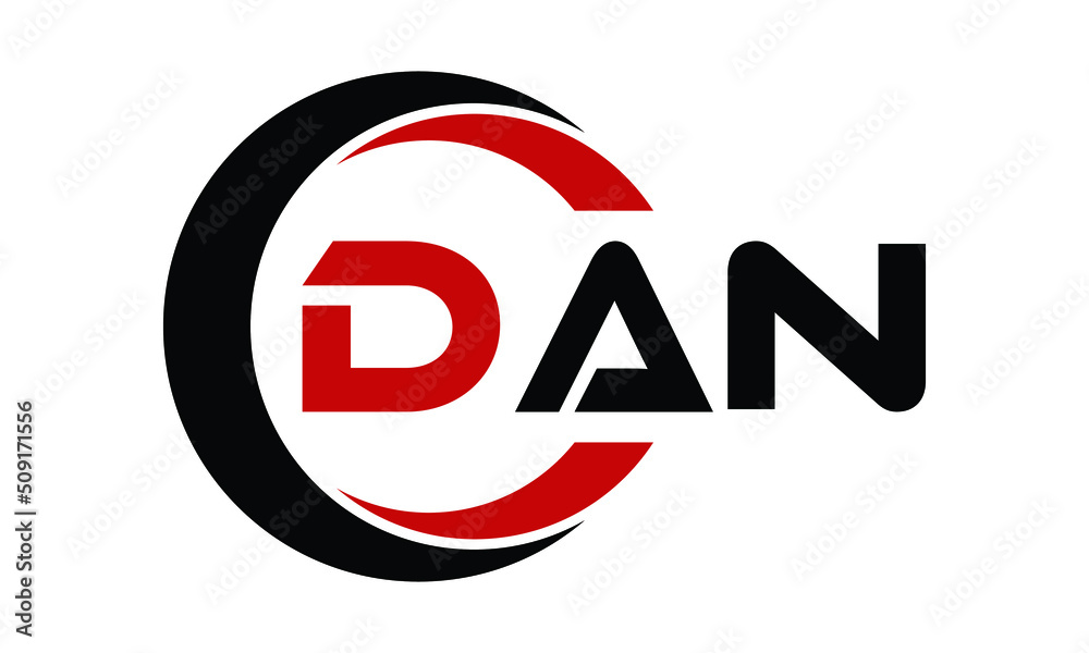 DAN swoosh three letter logo design vector template | monogram logo ...