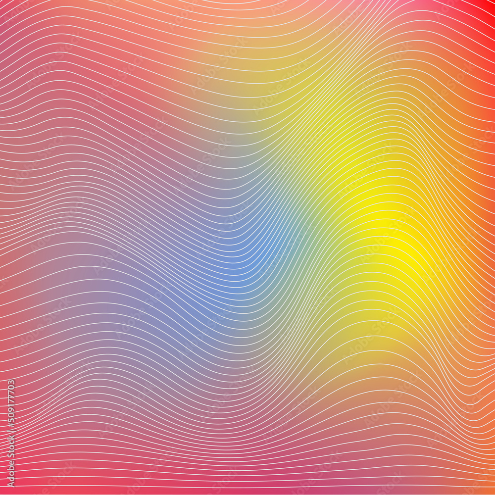 Red, yellow, blue relief background with optical illusion of distortion ...