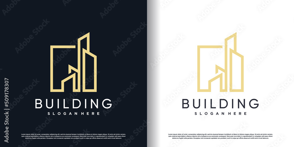 Building logo design with modern concept Premium Vector Stock Vector ...