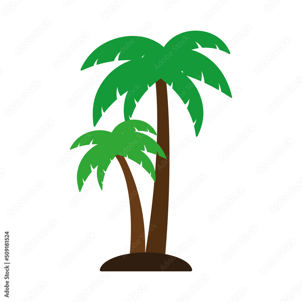 Flat Palm Tree Vector Cartoon Animated Icon Clipart Image Stock Vector ...